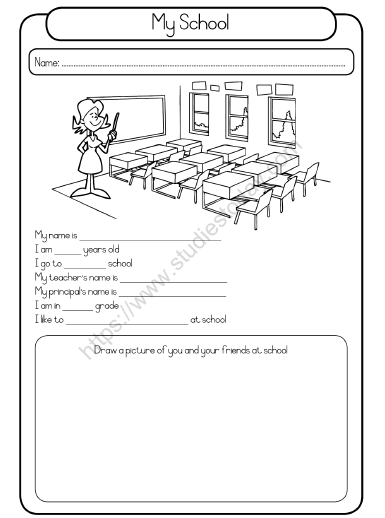 CBSE Class 1 EVS My School Worksheet